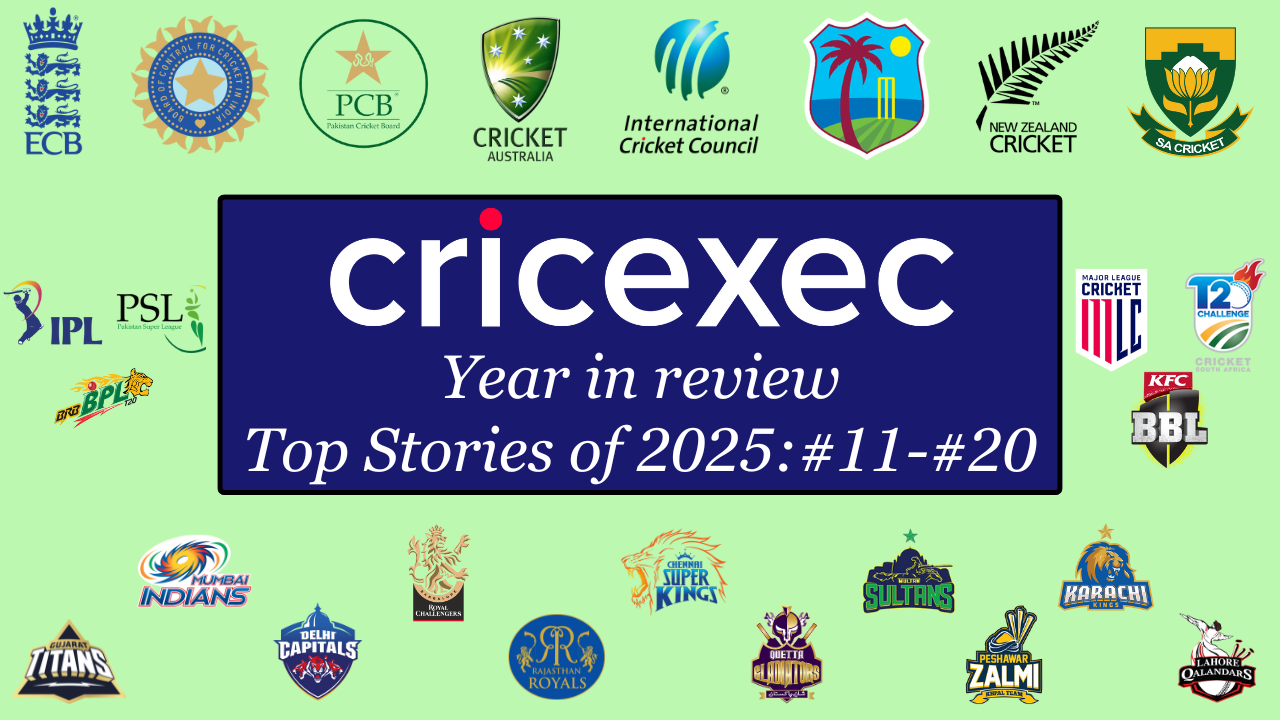 Top cricket industry stories of 2025: #11Ã¢â‚¬â€œ#20